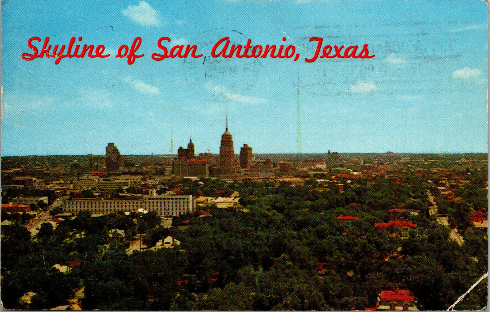 Vtg 1960s Skyline of San Antonio Texas Birdseye View TX Mirro-Krome ...