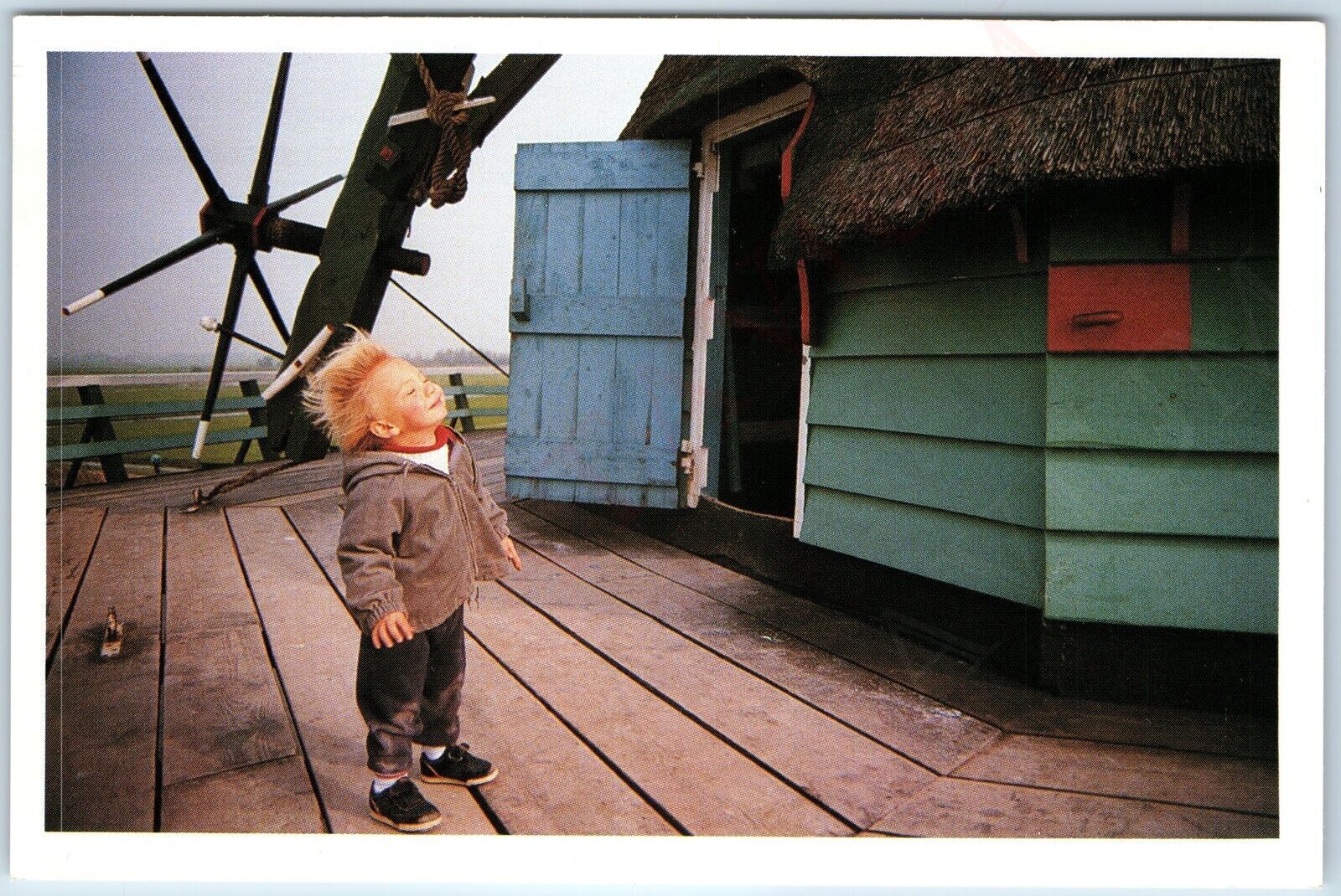 1990 Zaanse Schans Netherlands Windmill Boy Wind Winner Photo Contest ...