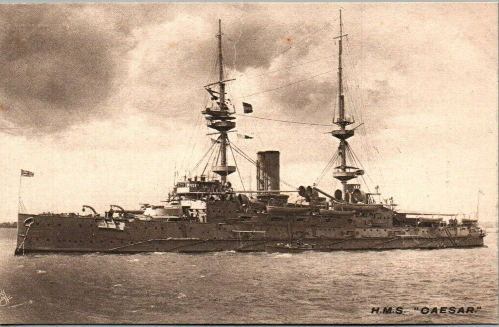 WWI British Royal Navy HMS Caesar Battleship Raphael Tuck c.1910 ...