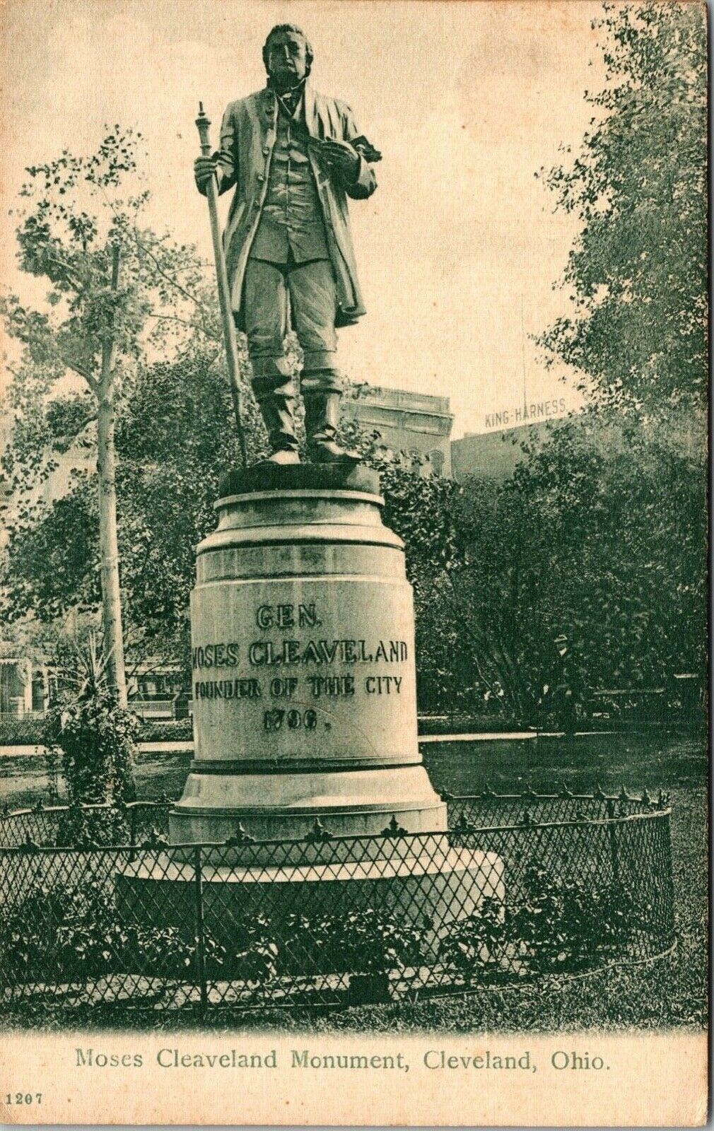 1900s Moses Cleaveland Monument Cleveland Statue Ohio Vintage Postcard ...