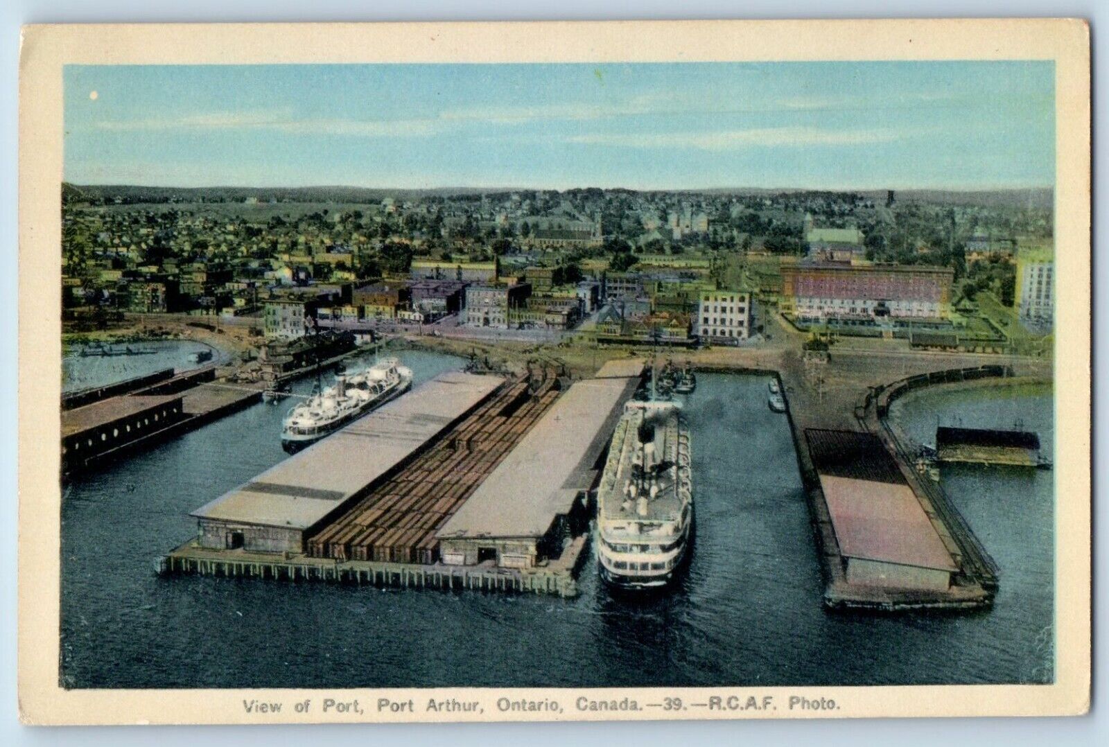 Port Arthur Ontario Canada Postcard View Port Steamer Ship c1940 ...