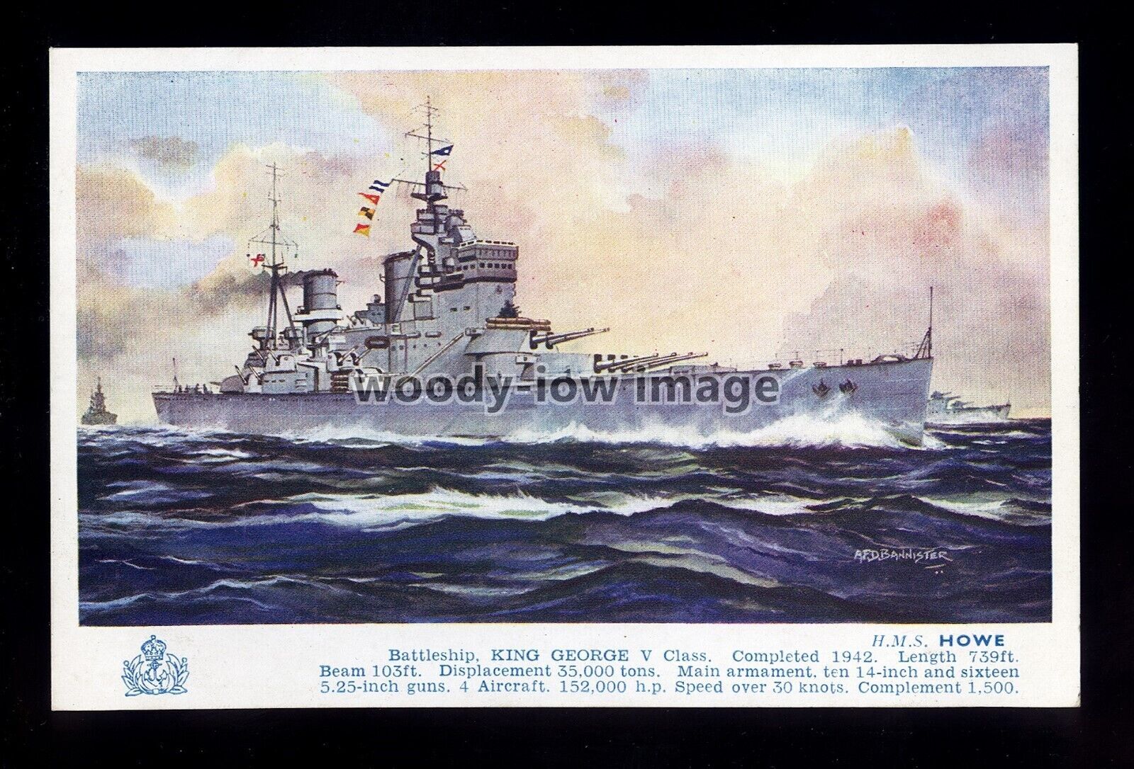 na7513 - Royal Navy Battleship - HMS Howe ( King George V Class ...