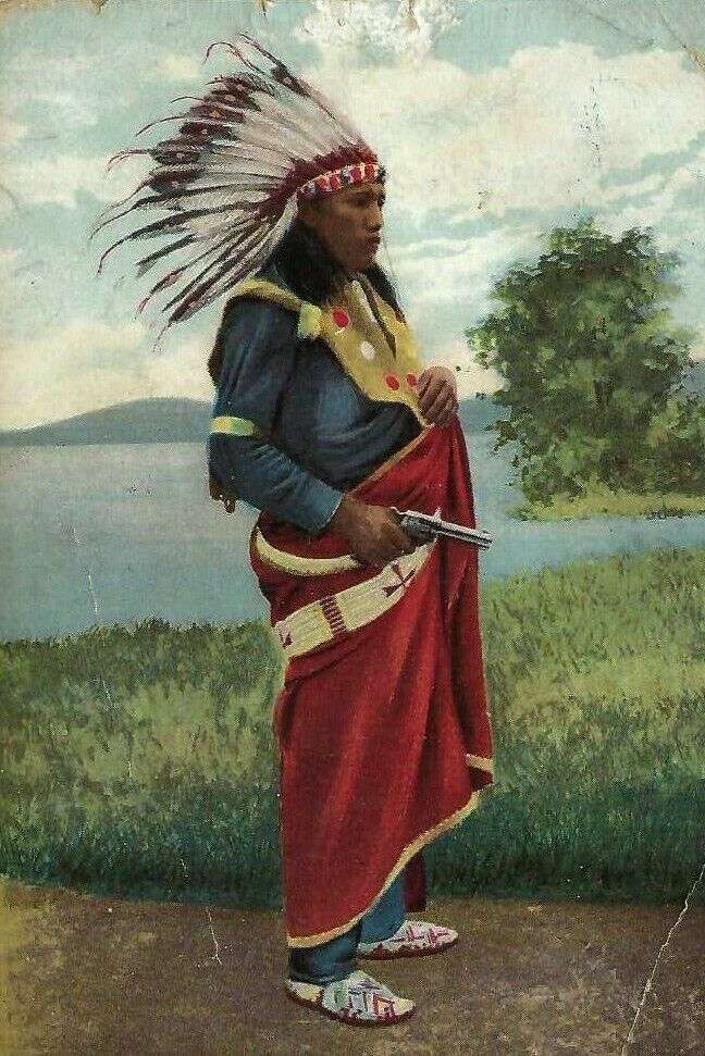 CL-344 Native American Indian Chief with Revolver Gun Undivided Back ...