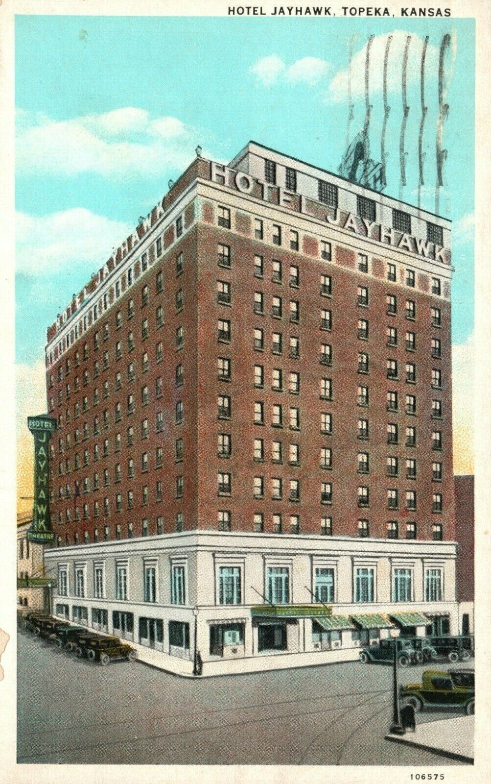 Vintage Postcard 1933 Hotel Jayhawk Topeka Kansas KS Corner Building ...