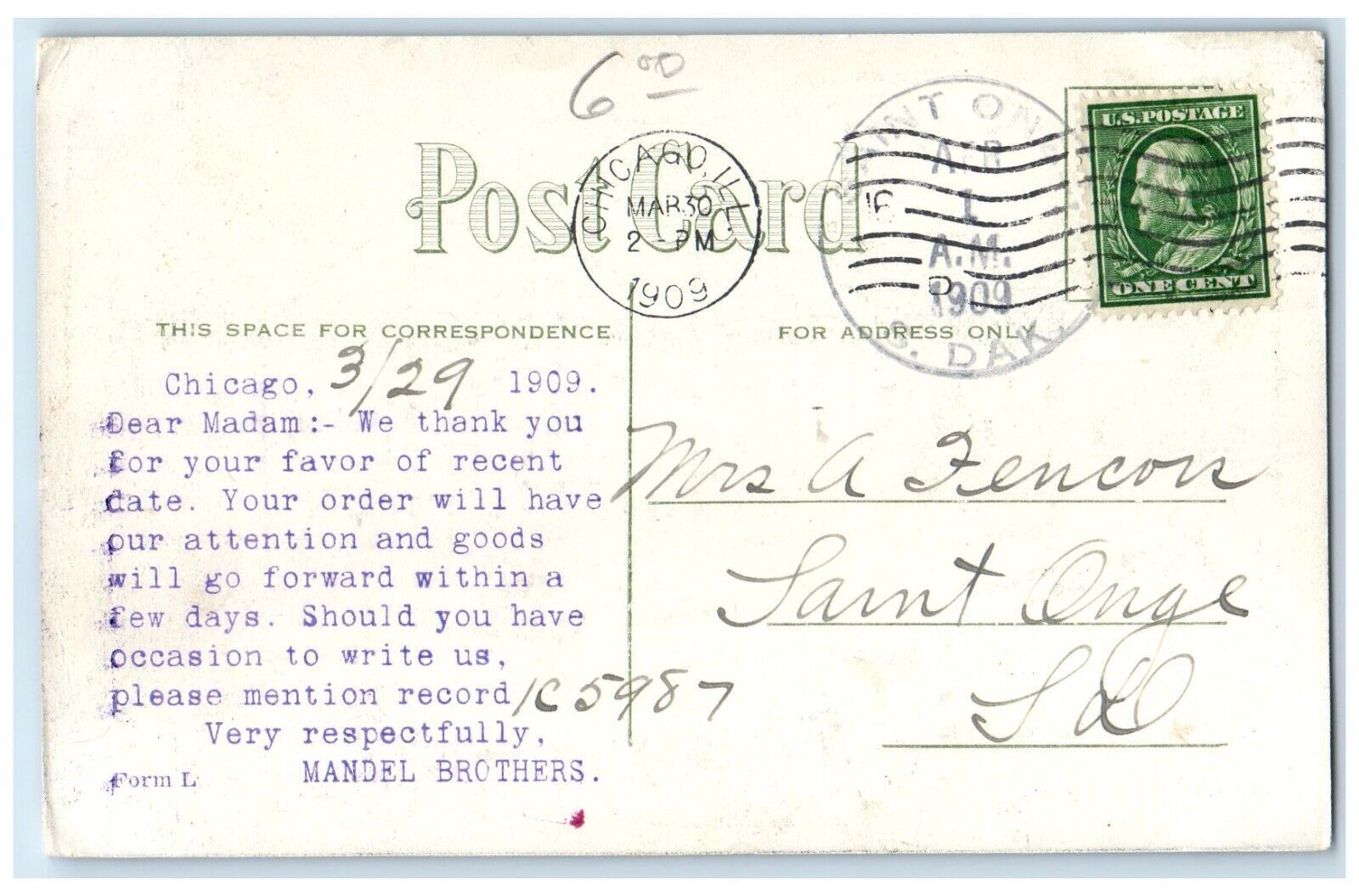 1909 State Madison Streets Chicago Looking North east Mandel Illinois ...