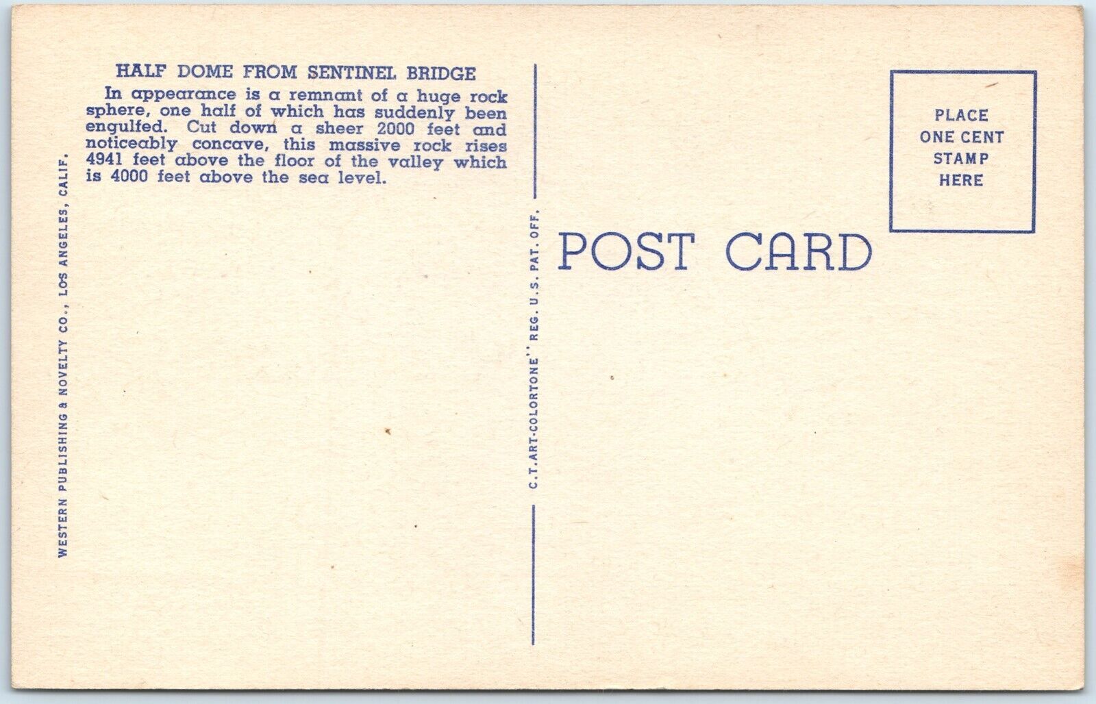 1938 Yosemite National Park, CA Half Dome Sentinel Bridge Los Angeles ...