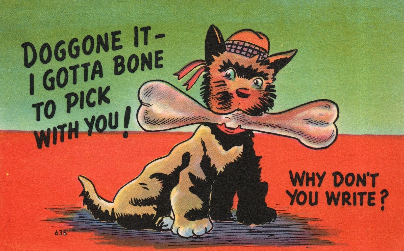 Vintage Postcard 1916 Doggone It- I Gotta Bone To Pick With You Comic ...