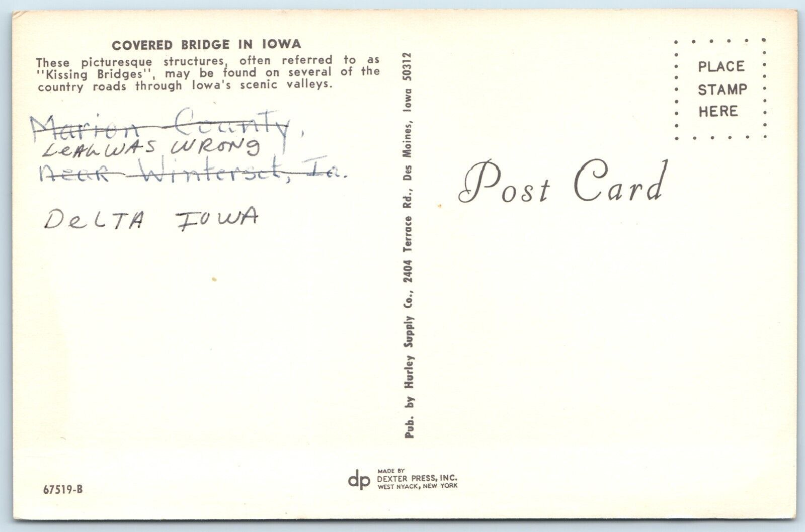 1963 Delta, Iowa ? Covered Kissing Bridge Steel Truss Scenic Country PC ...