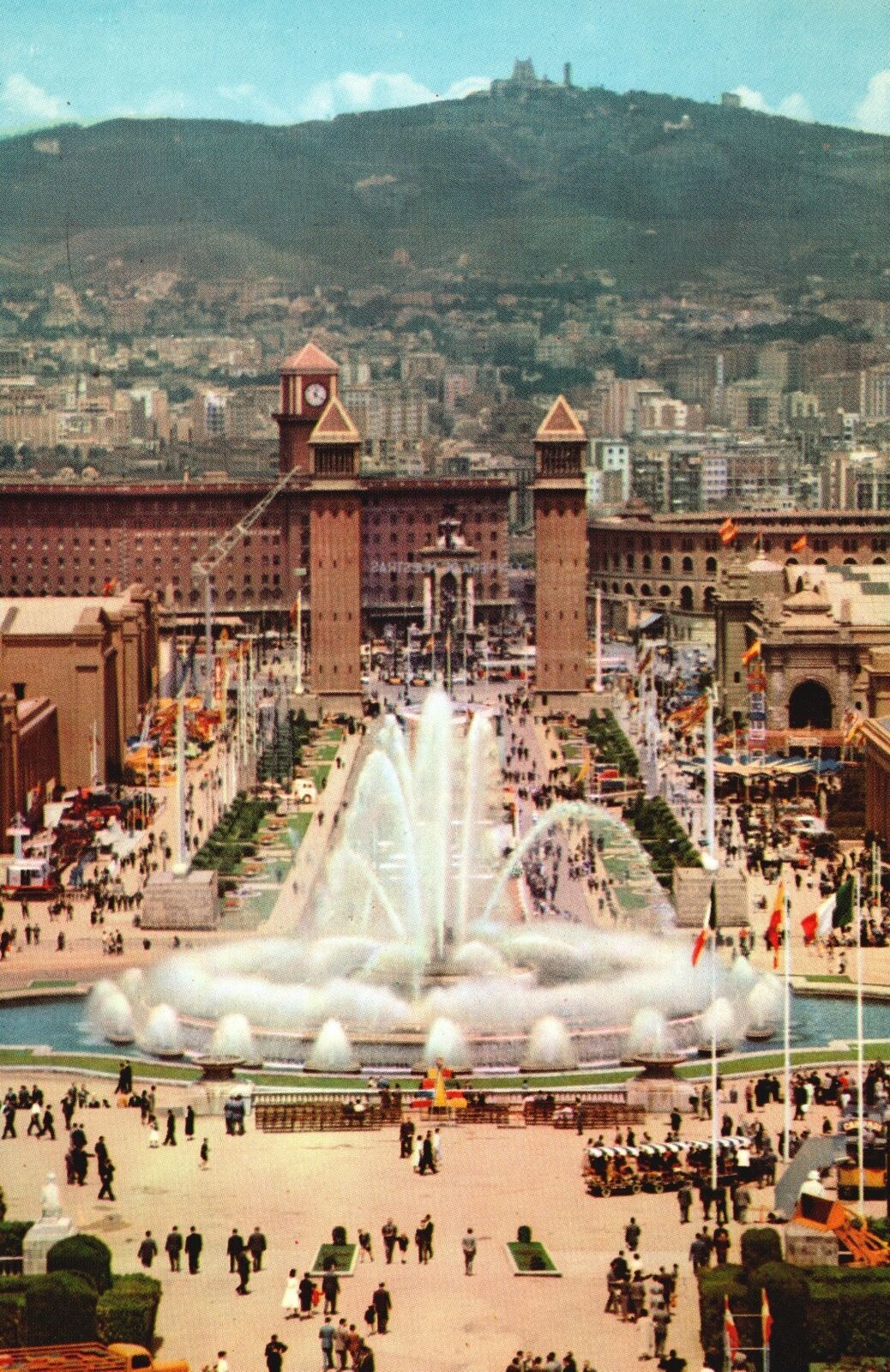 Vintage Postcard Mary-Christina Avenue And Magic Fountain Barcelona ...