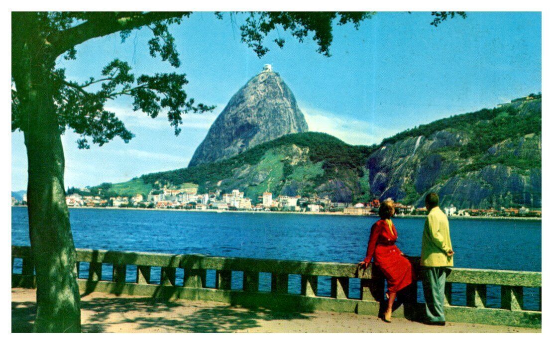 Brazil Sugarloaf Mountain backdrop to Rio De Janeriero Pan Am Airline ...