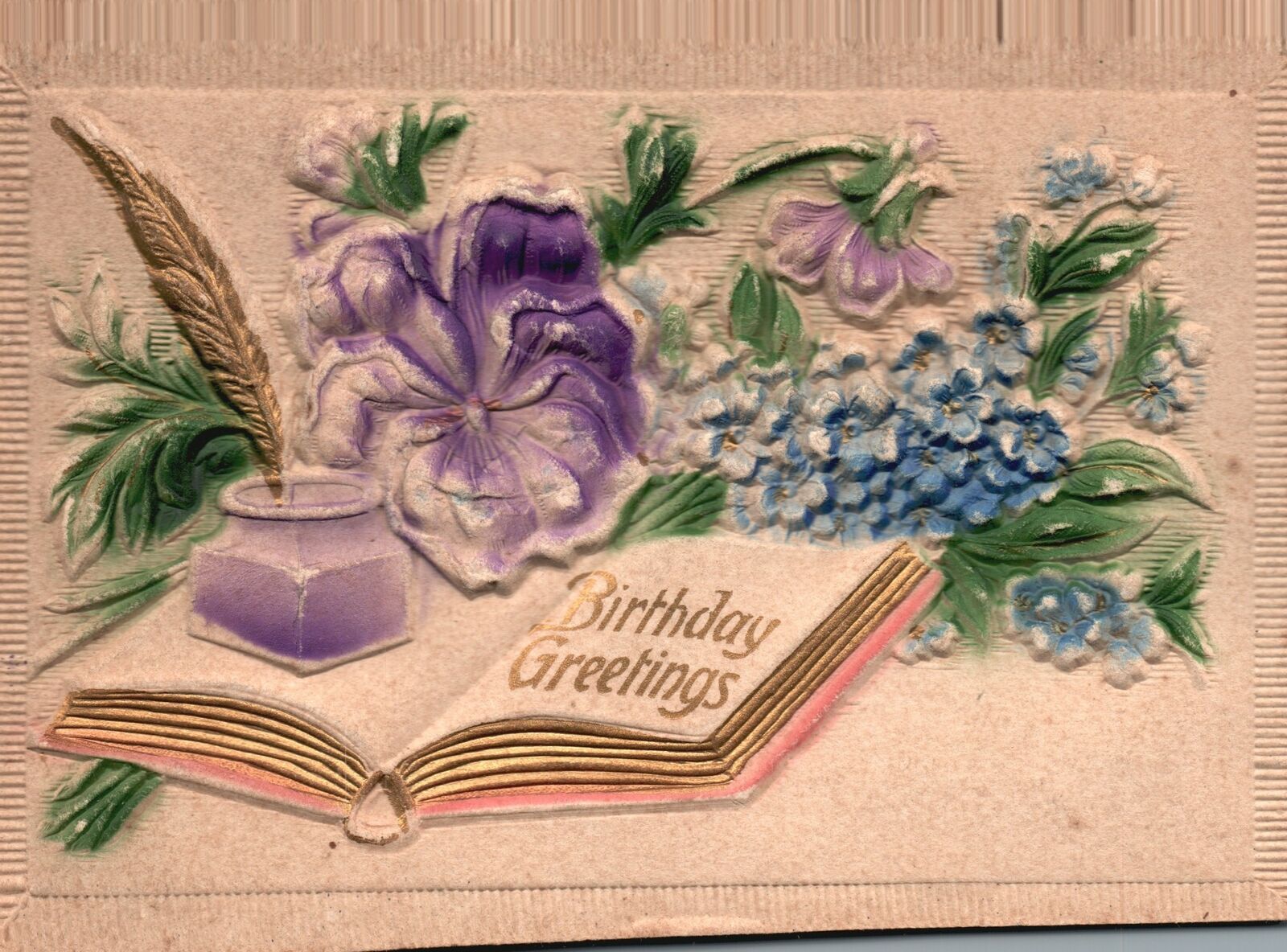 Vintage Postcard 1917 A Happy Birthday Old Victorian Era Flowers Book ...