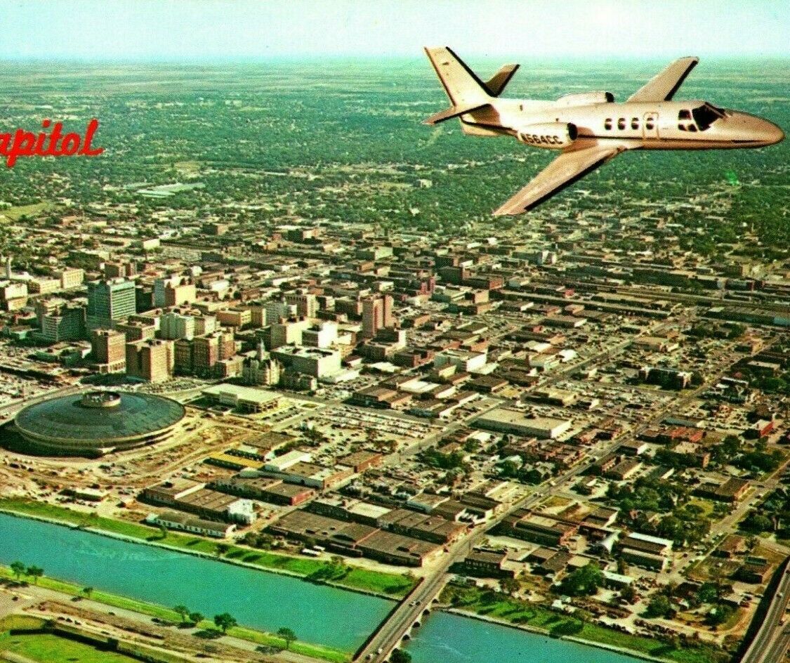 Wichita Kansas KS The Air Capital Aerial Cessna Plane in Flight Chrome ...