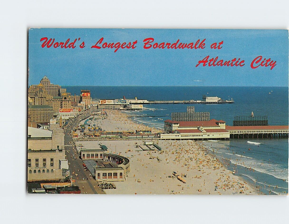Postcard World's Longest Boardwalk at Atlantic City, New Jersey ...