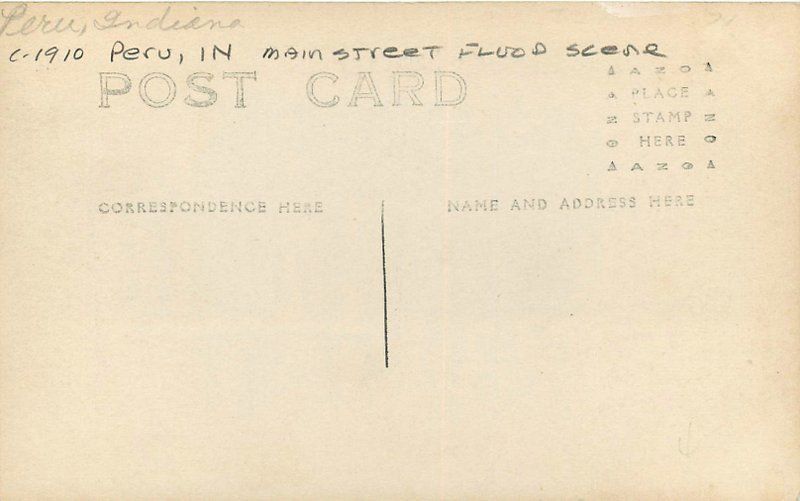 C-1910 Peru Indiana Main Street flood Scene RPPC real photo postcard ...