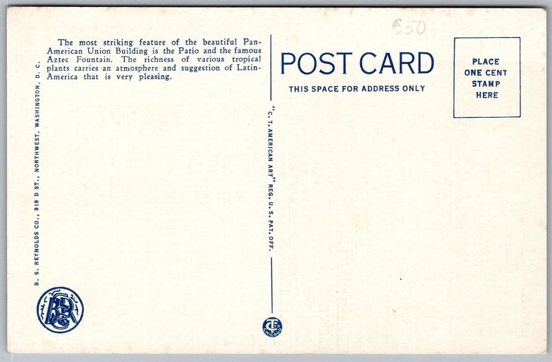 Vtg Washington DC Pan American Union Patio and Aztec Fountain 1930s ...