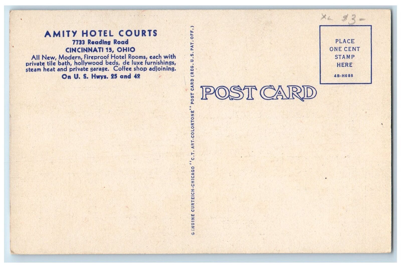 c1940's Amity Hotel Courts Scene Cincinnati Ohio OH Unposted Vintage ...