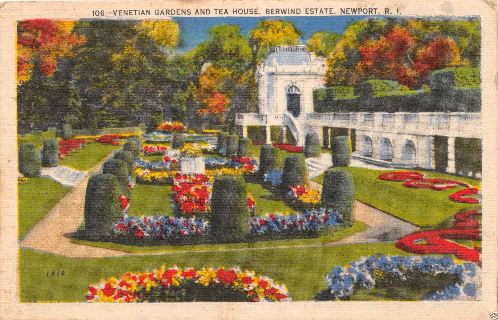 Newport RI Berwind Estate Venetian Gardens~Tea House Berger BRO ...