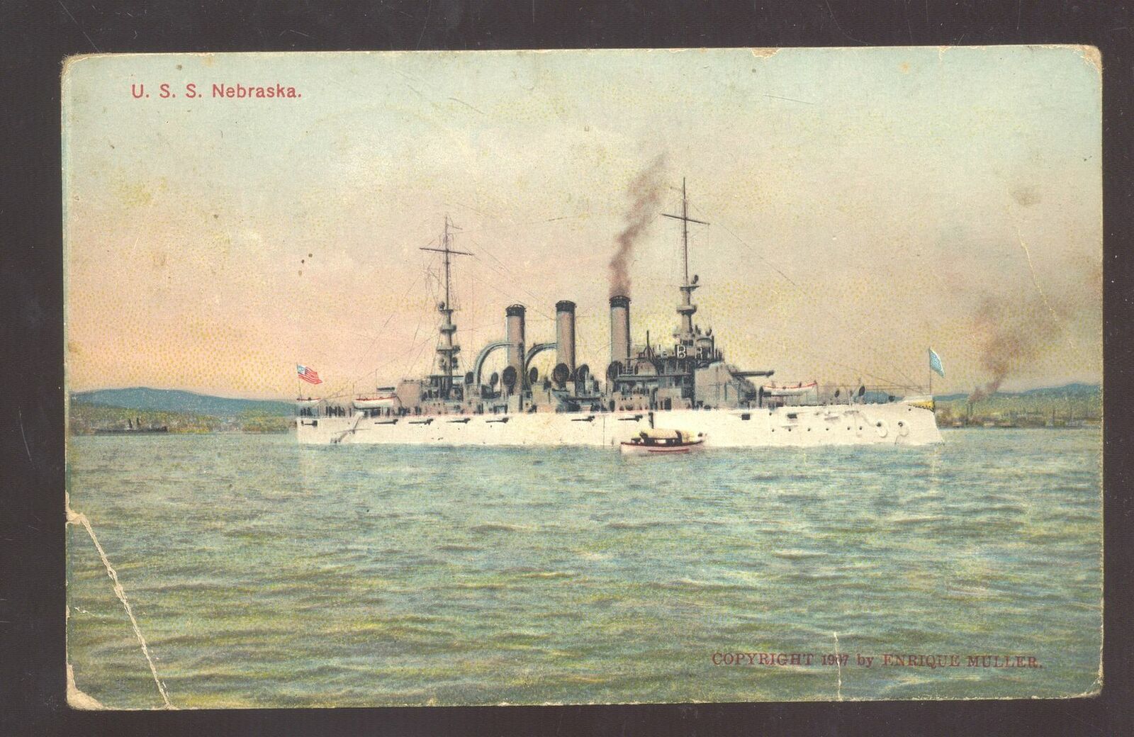 United States Navy Battleship USS Nebraska Military Ship Vintage ...
