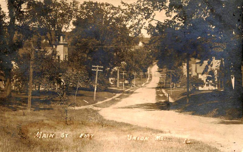 Union ME Main Street Looking East Dirt Street in 1912, Real Photo ...