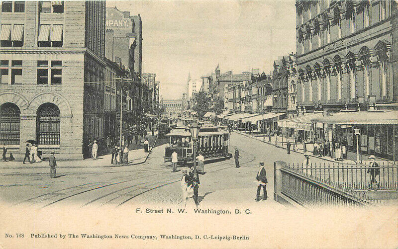 Washington DC F Street NW #768 C-1905 Trolley undivided Postcard 22 ...