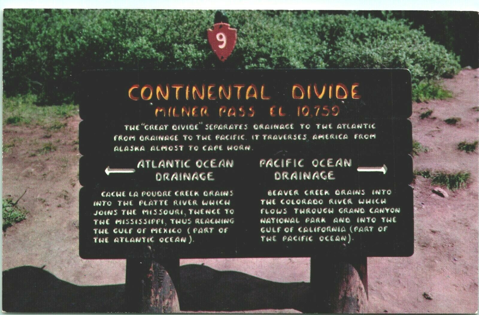 Milner Pass CO Continental Divide Marker Sign UNP Unused Vtg Chrome ...