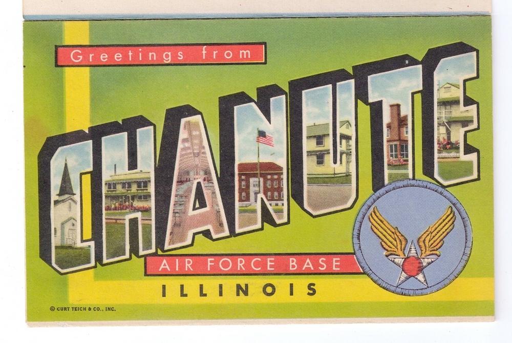 Military Chanute Air Force Base Postcard Large Letter Folder | United ...