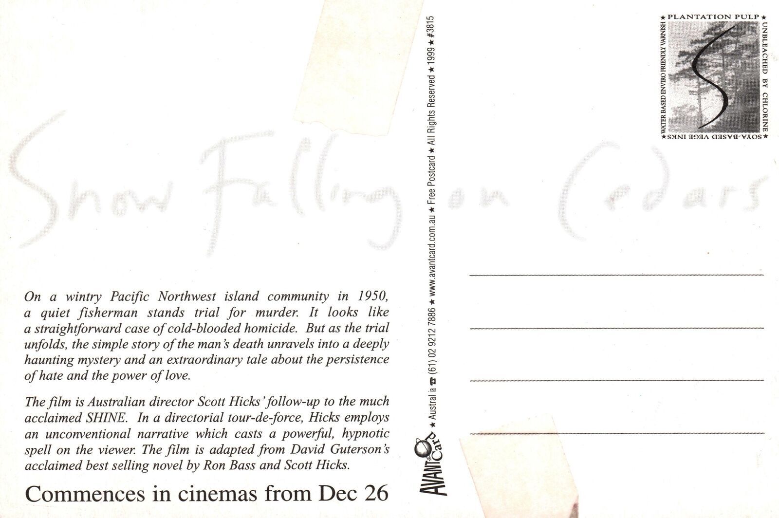 Vintage Continental Size Postcard Snow Falling on Cedars | Other ...