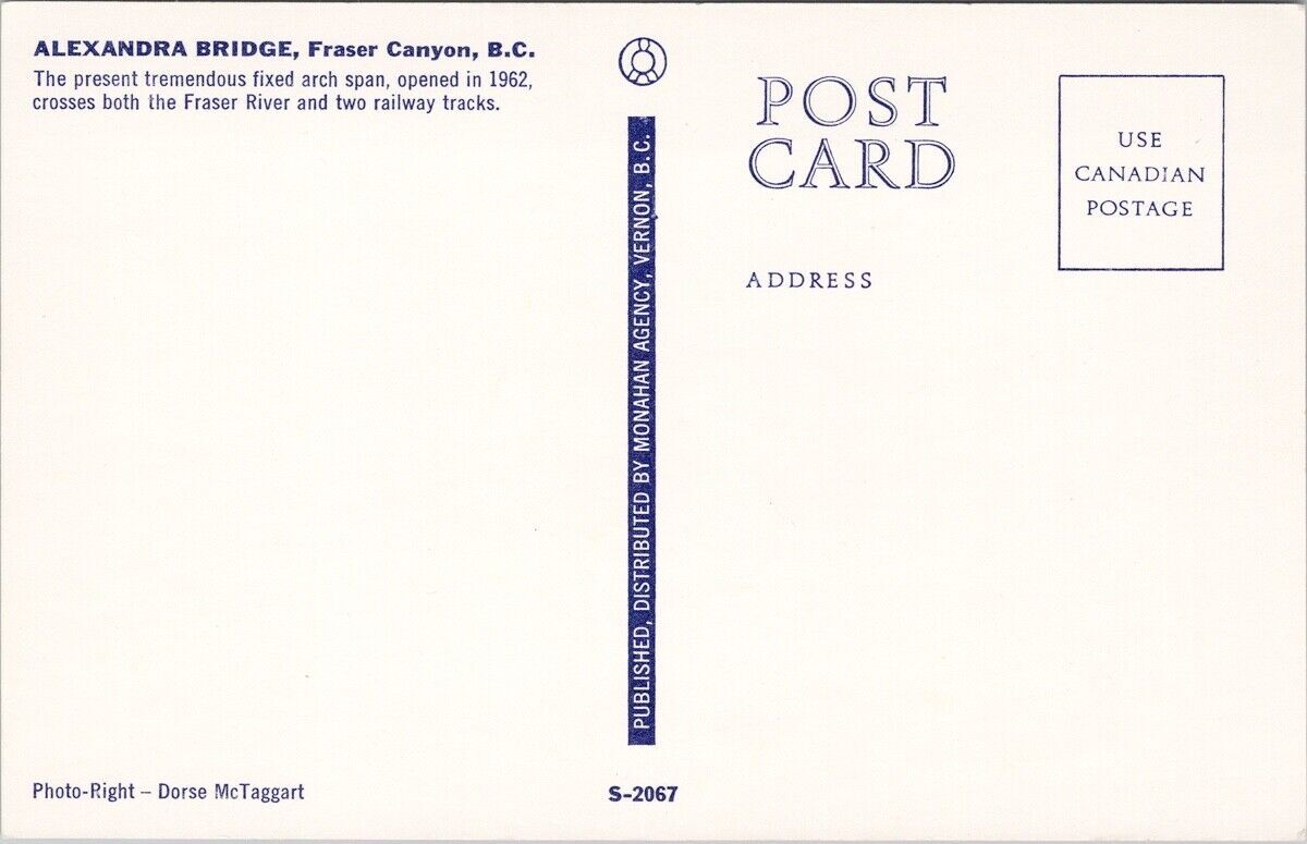 Alexander Bridge Fraser Canyon BC British Columbia Unused Vintage ...
