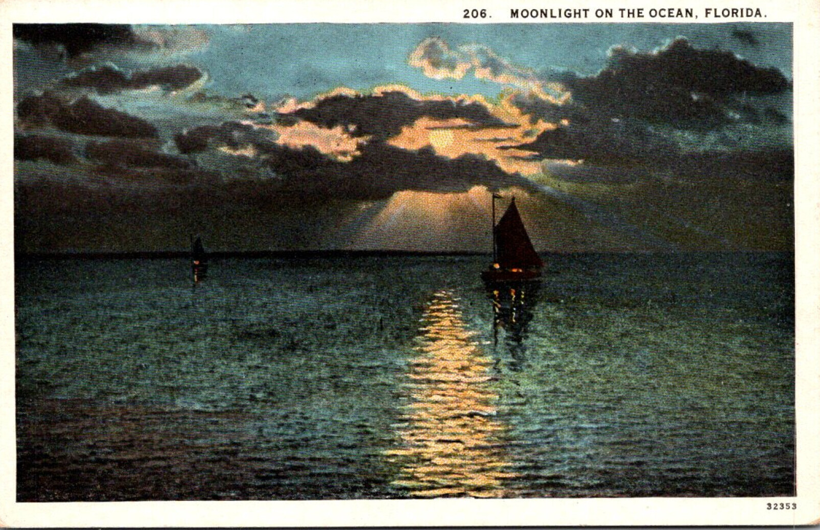 Florida Moonlight On The Ocean Curteich | United States - Florida ...