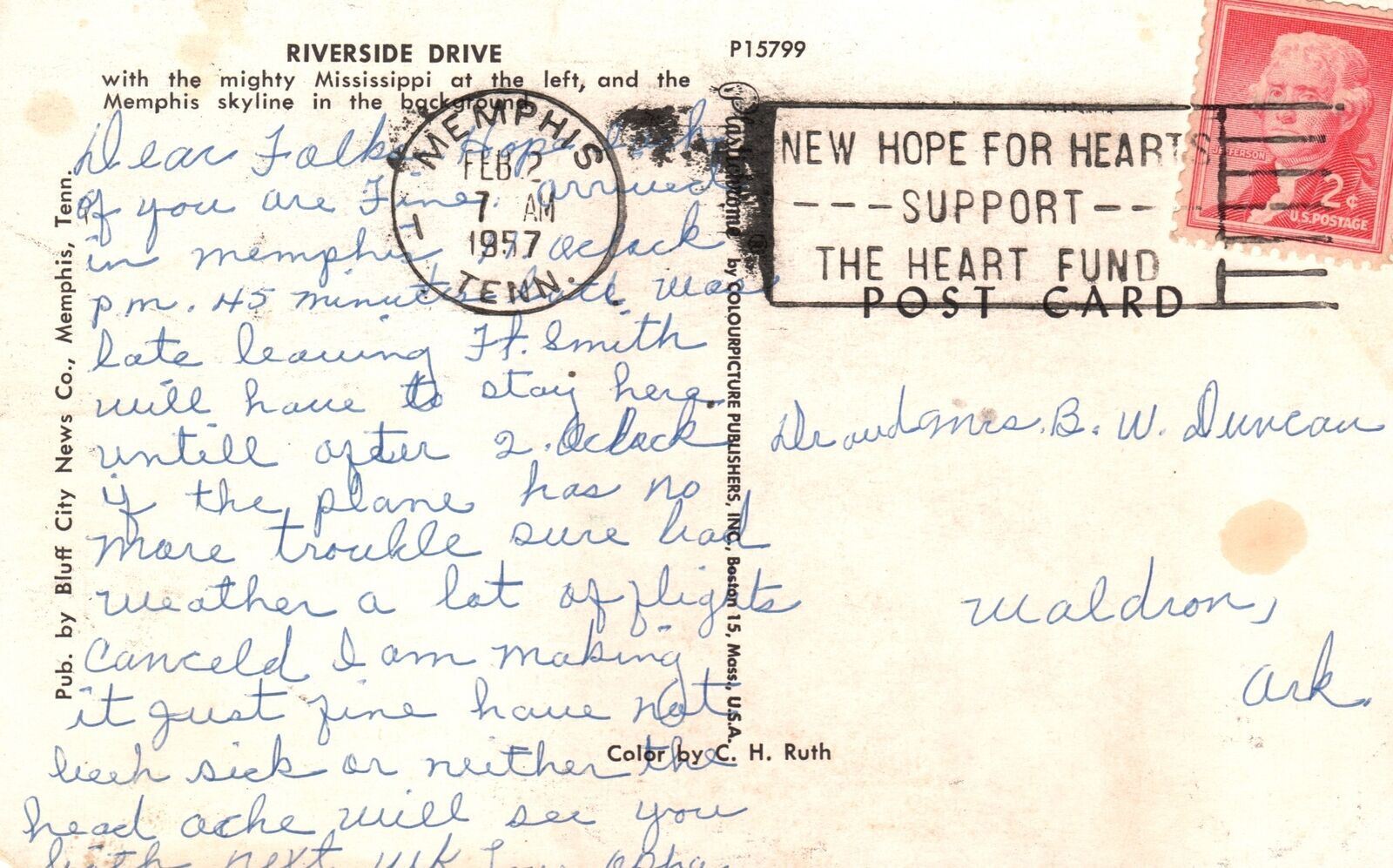 Vintage Postcard 1957 Riverside Drive with Mighty Mississippi & Memphis ...