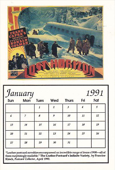 1991 Movie Poster Calendar Series January Lost Horizon | Topics ...