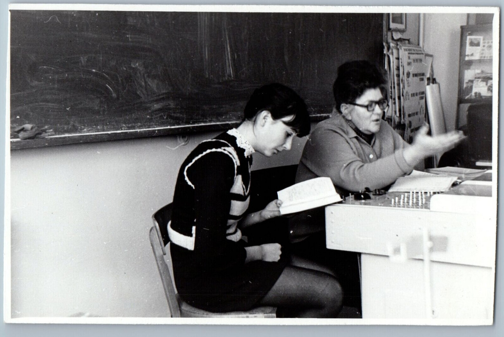 1980s CUTE SOVIET SCHOOL GIRL in Class Room Book Teacher Russian Photo ...