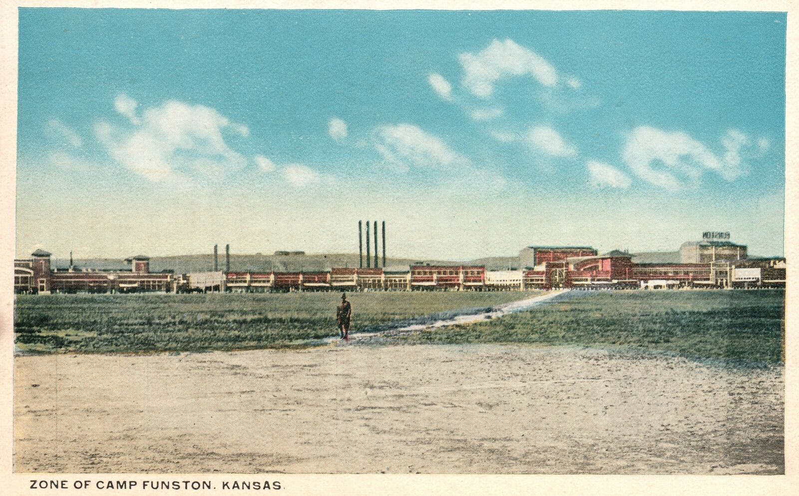 Vintage Postcard Zone Of Camp Funston Open Field Wide Area Kansas ...