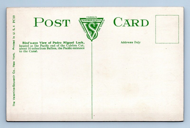 Birds Eye View of Pedro Miguel Lock Panama Canal Panama UNP DB Postcard ...