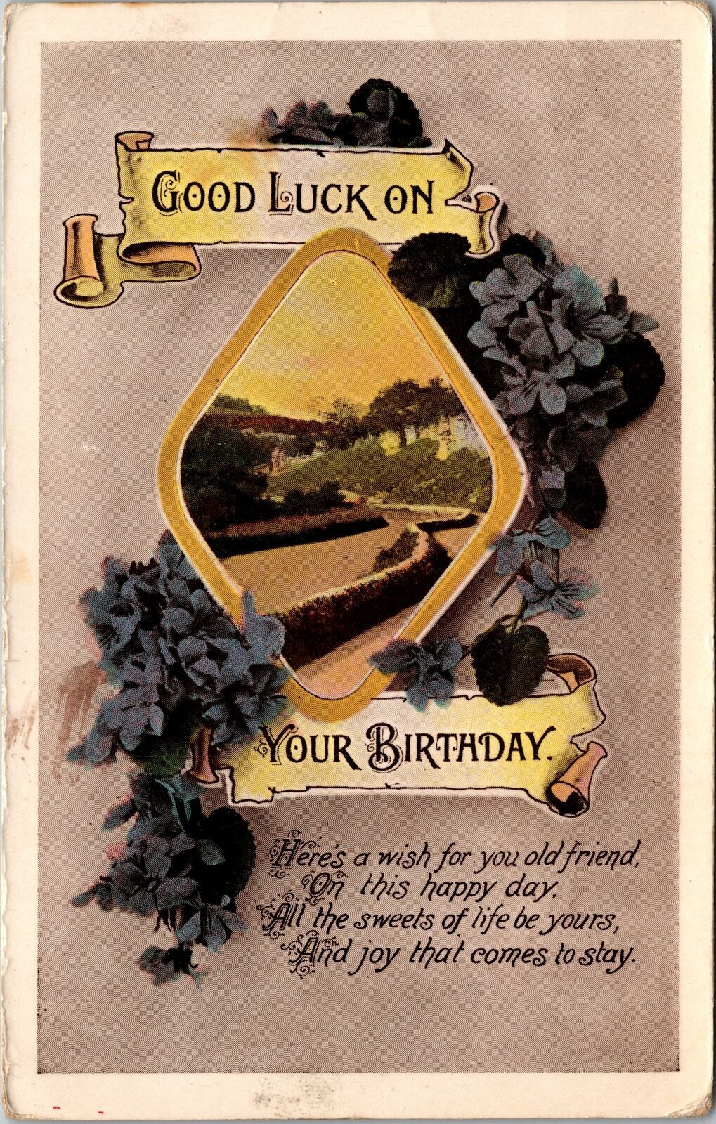 Vintage Postcard Good Luck on Your Birthday Laminate-Type Mailed C ...