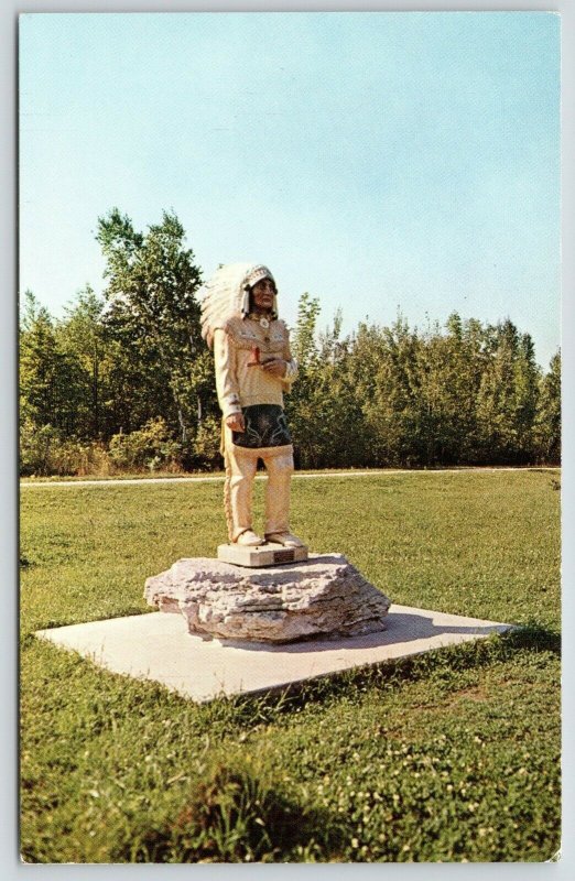 Sturgeon Bay Wisconsin~Chief Oshkosh Statue~Peace Pipe~1950s~Frank ...