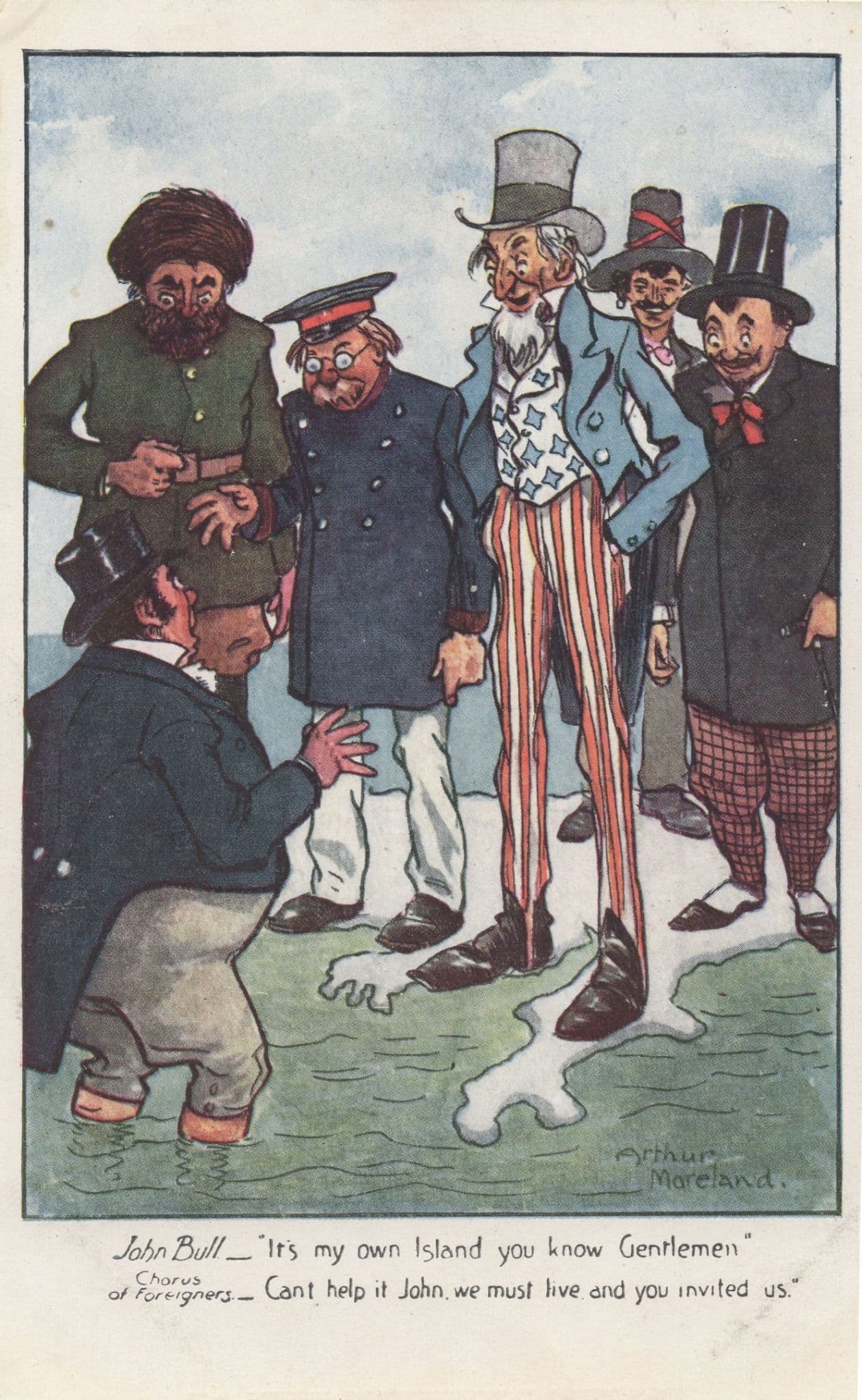 John Bull American British Comic Political Cartoon 2x Old Postcard s ...
