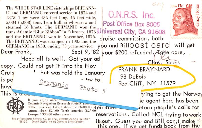 White Star Line, Britannic and Germanic Reproduction Ship Sticker on ...