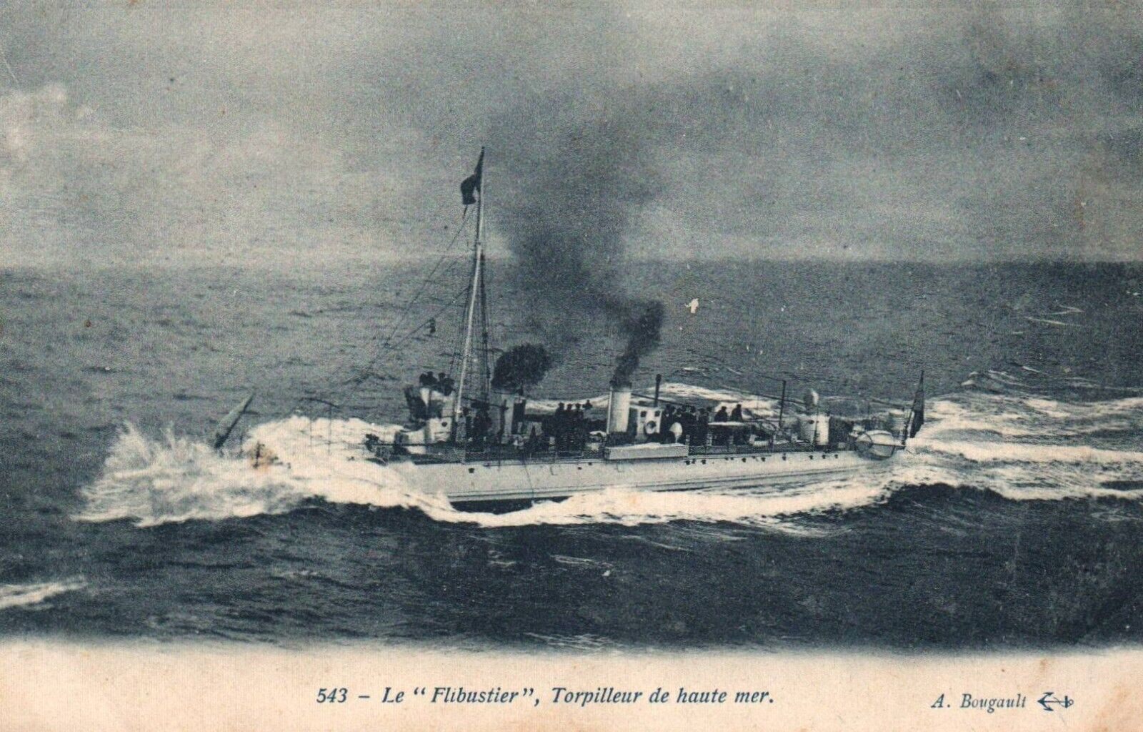 Postcard French Navy c1900s destroyer Le Flibustier Torpedo Boat ...