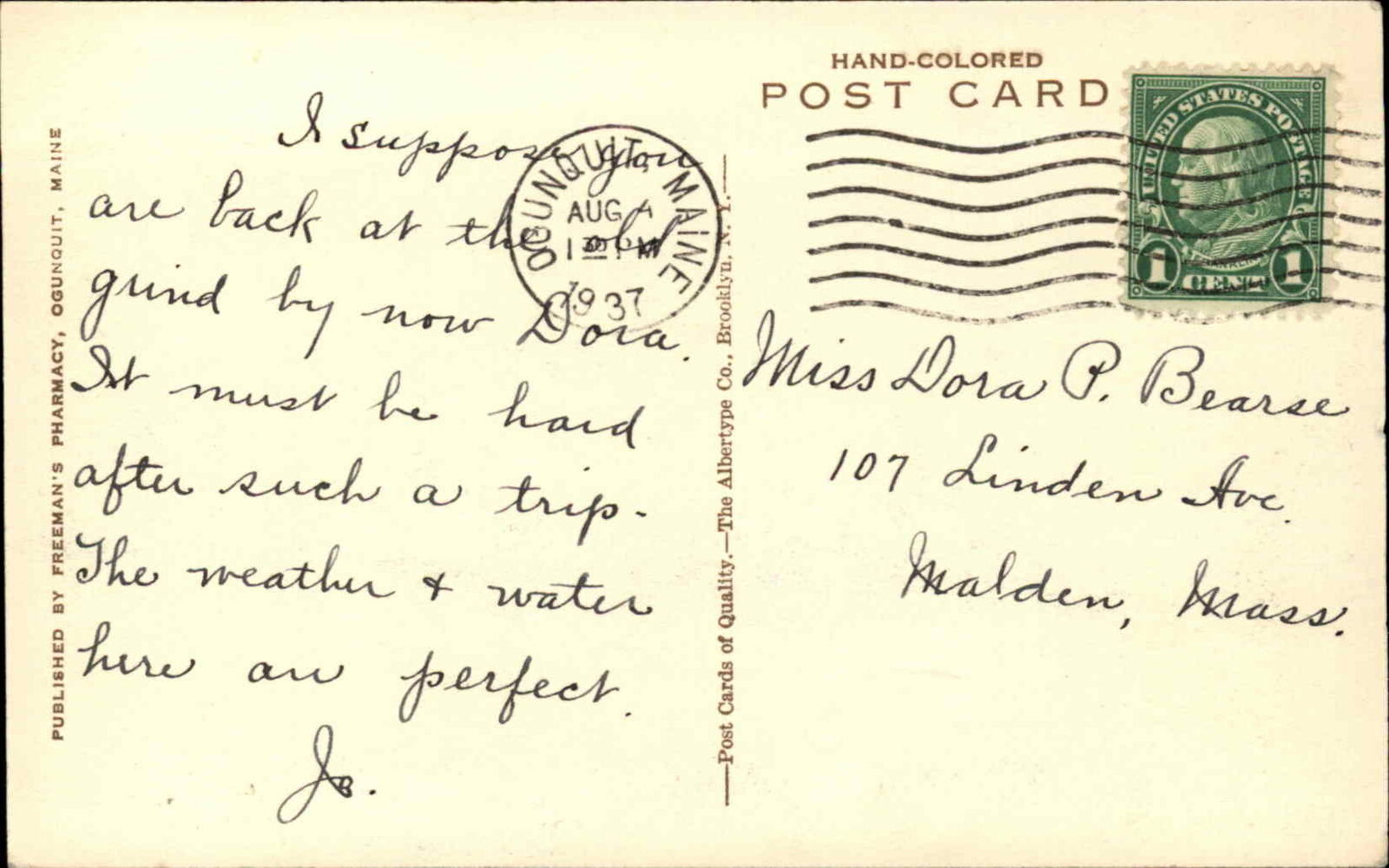 Ogunquit ME Sparhawk Hall c1920s-30s Postcard | United States - Maine ...