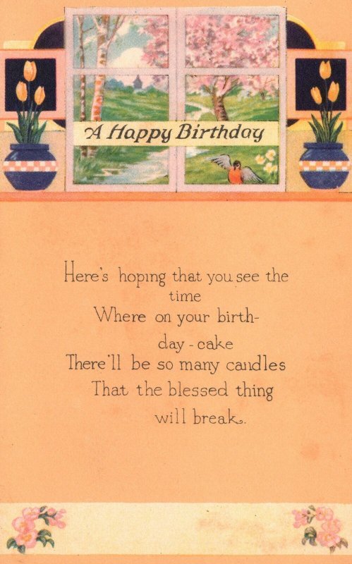Vintage Postcard A Happy Birthday Landscape Design Remembrance Card ...