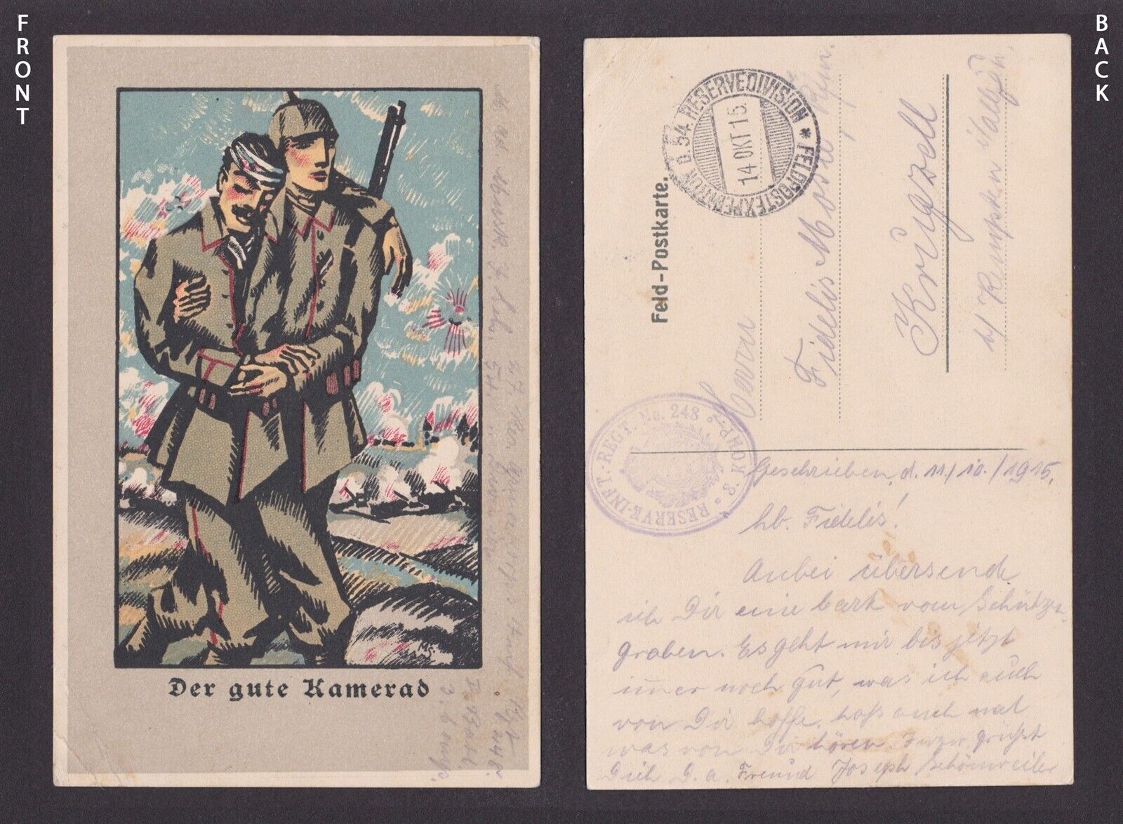 GERMANY 1915, Postcard, Der gute Kamerad, Propaganda, WWI | Europe ...