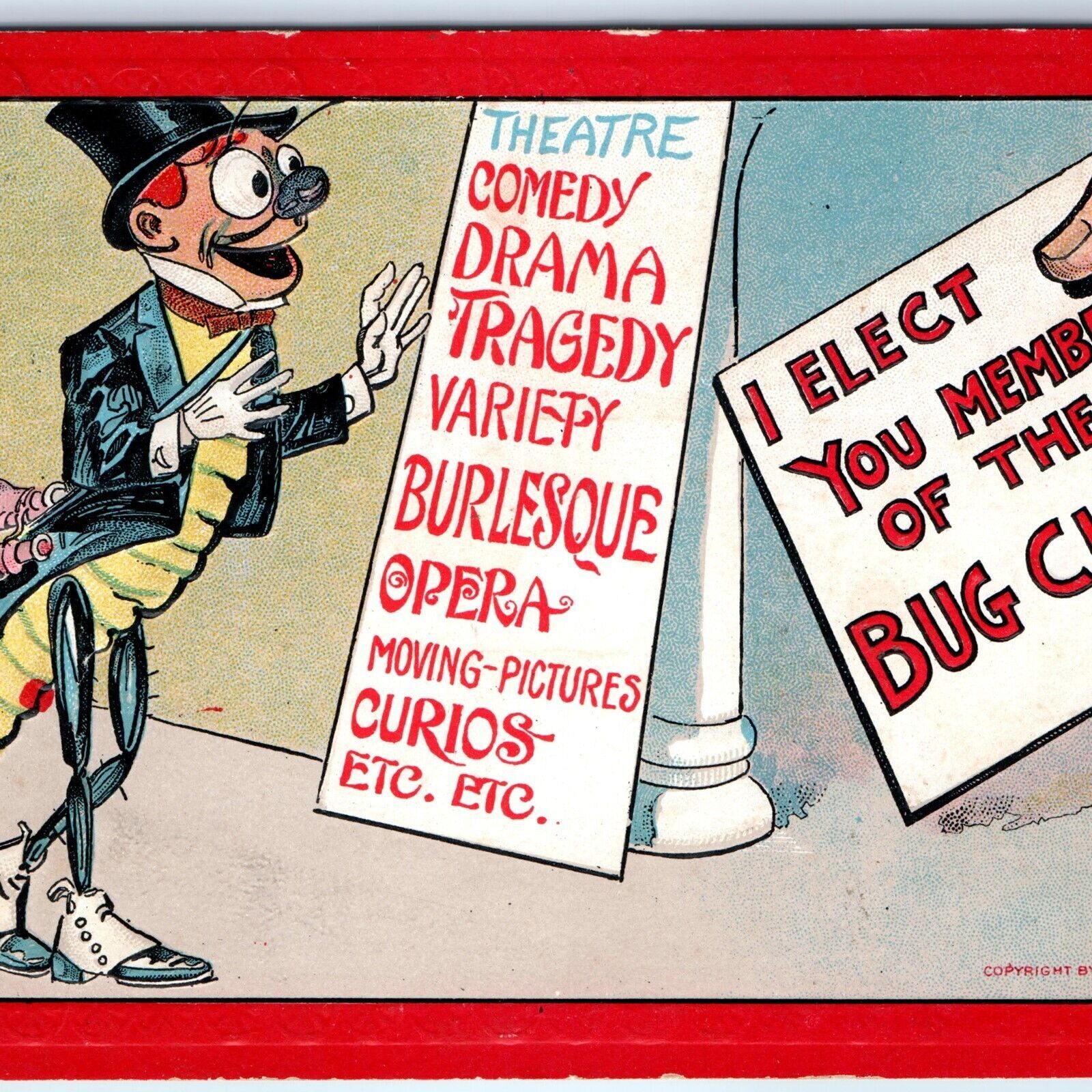 1909 Theatre Drama Play Opera Sign Anthropomorphic Bug Club Insect ...