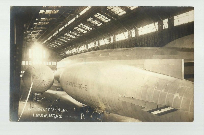 Lakehurst NEW JERSEY RP 1928 ZEPPELIN Airship Dirigible INSIDE HANGAR U ...