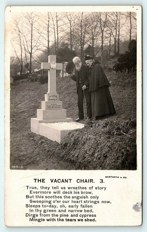 Postcard The Vacant Chair Tombstone Grave Death Poem Bamforth RPPC ...