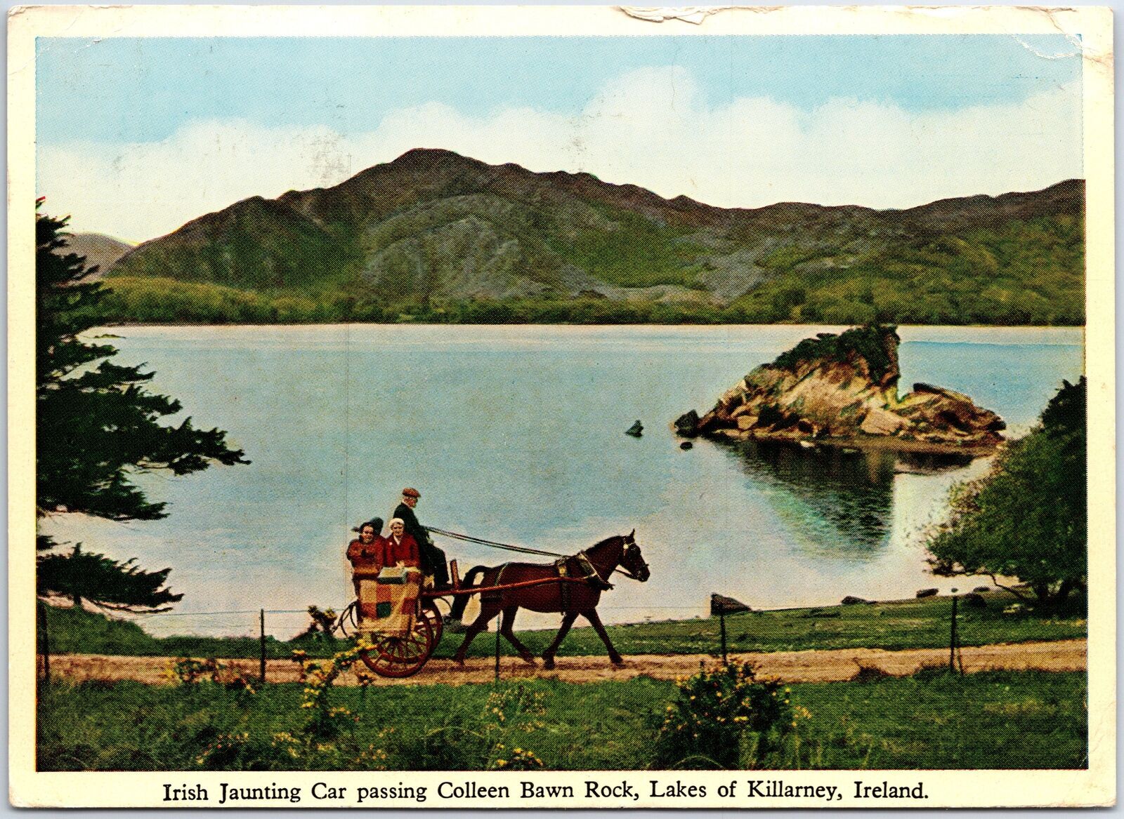 Vintage Continental Size Postcard Irish Jaunting CAR Bawn Rock ...