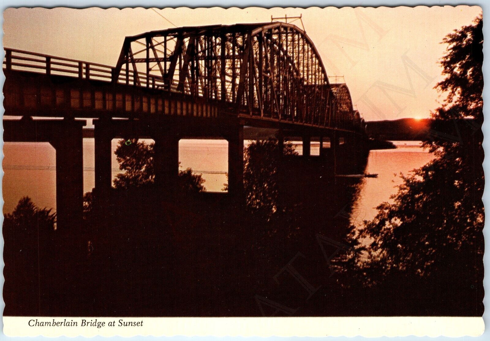 c1960s Chamberlain SD Missouri River Parker Truss Bridge Sunset Hwy 90 ...