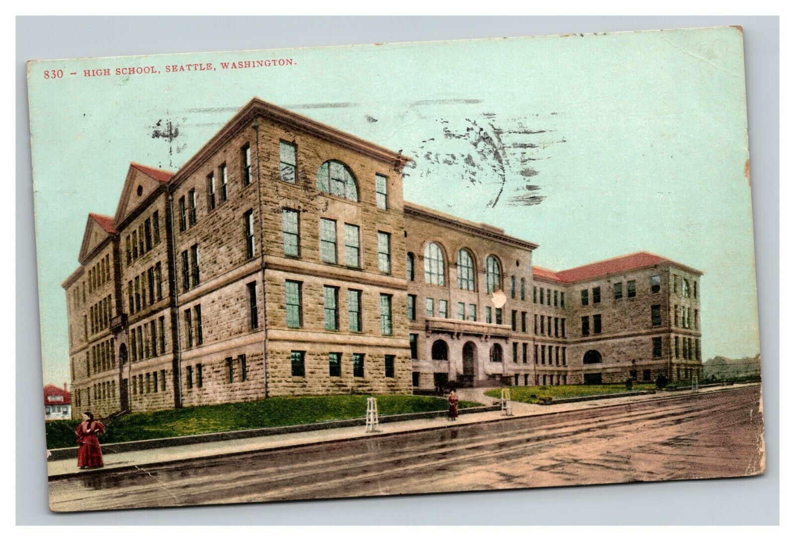 Vintage Early 1900's Postcard 1st Seattle Washington High School POSTED ...