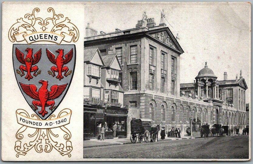 Vintage OXFORD UNIVERSITY England Postcard QUEENS COLLEGE Library ...