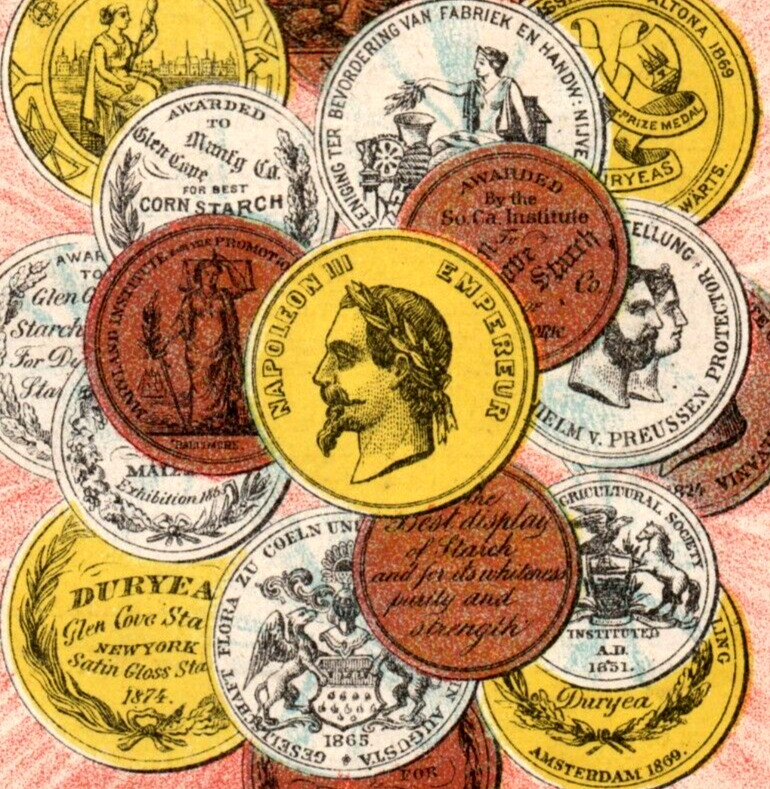 1870s-80s Duryea's Corn Starch Fac Similes Of Prize Medals F106 ...